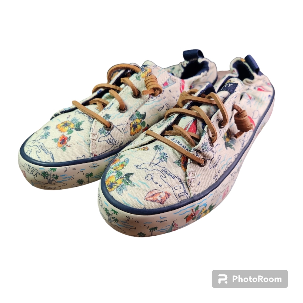 Sperry Womens 8.5 Crest Ebb Map Sneakers Caribbean Va… - Gem